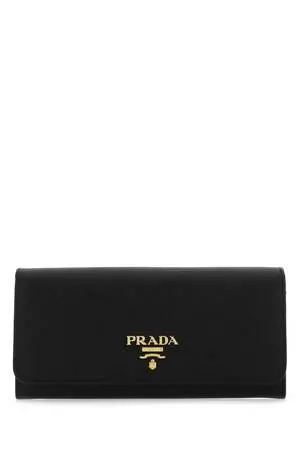 Prada 19cm Leather Wallet With Golden Metal Finishing, 10cm Height, 2cm Depth