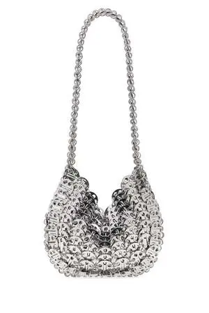 PACO RABANNE Silver? No Color Allowed-Mini? No. RABANNE Removed. Silver Metal Chain Moon Shoulder Handbag With Dimensions 15 X 12 X 3 Cm And 21 Cm Handle Height