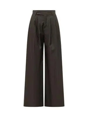 LE SULLY STUDIO Tailored Wool-blend Trousers With Pin Tuck Detail
