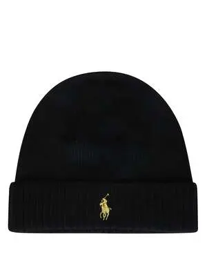 Polo Ralph Lauren Ribbed Beanie With Embroidered Logo - Nero