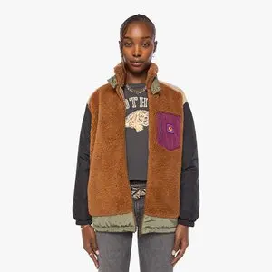 MOTHER Teddy Zip Jacket - Brown