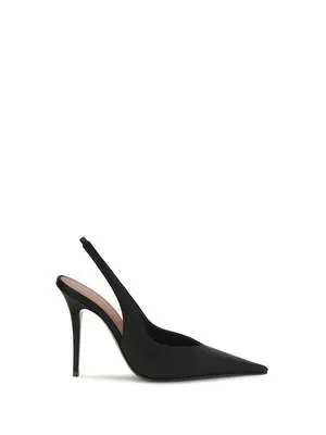 Amina Muaddi Anok Satin Slingback Pumps