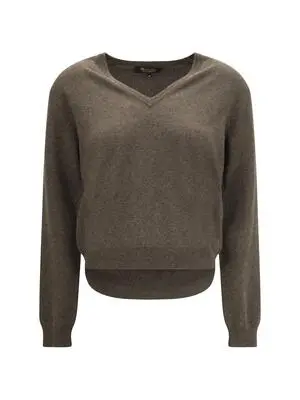 Loro Piana Cashmere V-neck Sweater - Brown