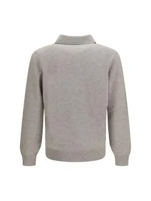 Brunello Cucinelli Mouliné Cashmere Knit Polo - Gray