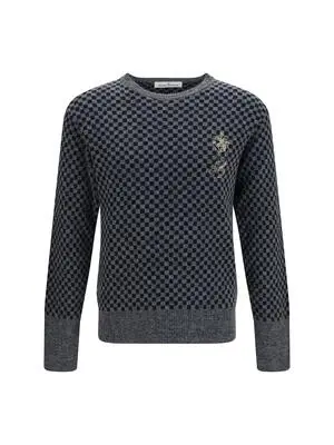 VIVIENNE WESTWOOD Checkmate Jacquard Knit Sweater - Gray