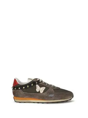 Valentino Garavani Studded Butterfly Low-top Sneakers - Brown