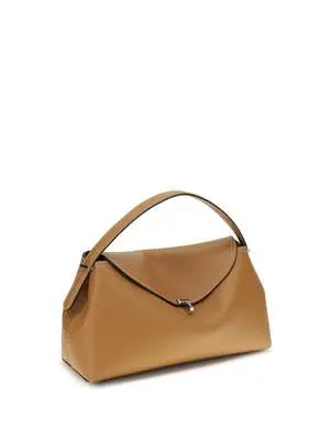 TOTEME T-lock Grained Leather Handbag - Cream