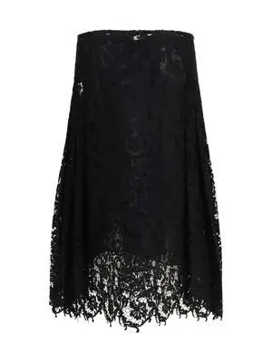 Fendi Flared Midi Skirt In Macramé Lace - Black