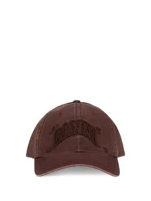 GANNI Cotton Baseball Cap With Embroidered Logo