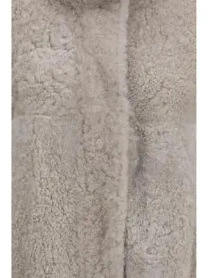 Brunello Cucinelli High-neck Shearling Jacket - Gray