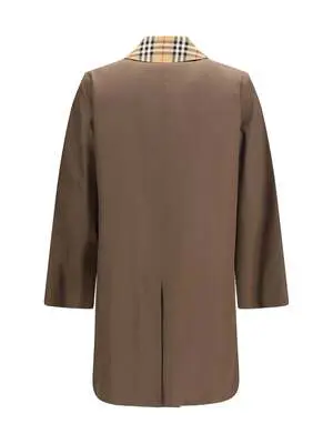 Burberry Tottenham Cotton Gabardine Coat With Check Collar