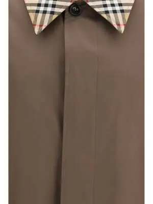 Burberry Tottenham Cotton Gabardine Coat With Check Collar