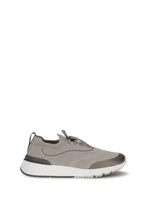 Brunello Cucinelli Techno Cotton Knit Lace-up Sneakers - Brown