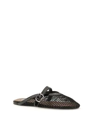 Alaïa Mesh Mules With Patent Leather Trim And Buckle - Black
