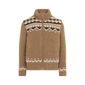Moncler Jacquard Wool Blend Cardigan Jacket