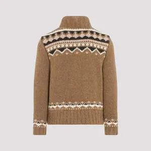 Moncler Jacquard Wool Blend Cardigan Jacket