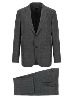 Zegna Square Flannel Dress - Gray