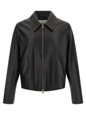AMI Paris Leather Zip-up Jacket