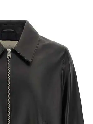 AMI Paris Leather Zip-up Jacket