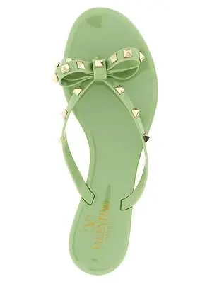 Valentino Garavani Rockstud Thong Sandals - Green