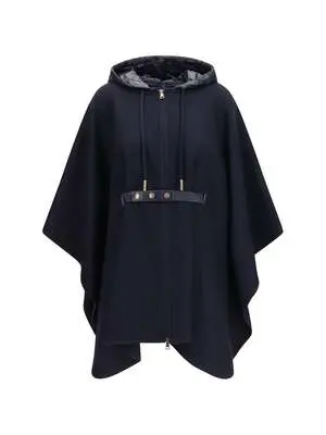 Moncler Padded Wool Blend Cape - Blue