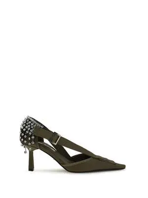 Prada Embellished Canvas Pumps