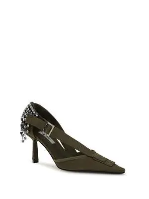 Prada Embellished Canvas Pumps