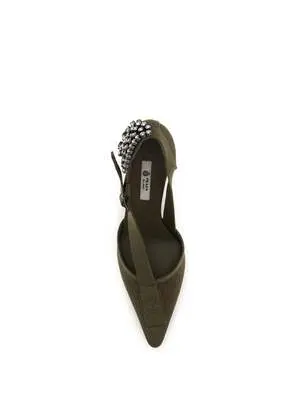 Prada Embellished Canvas Pumps