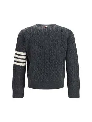 Thom Browne Anchor Motif Merino Wool Sweater - Gray