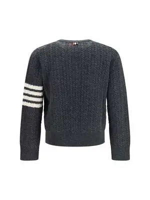 Thom Browne Anchor Motif Merino Wool Sweater - Gray