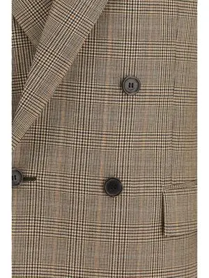 Saint Laurent Prince Of Wales Houndstooth Wool Blazer - Cream