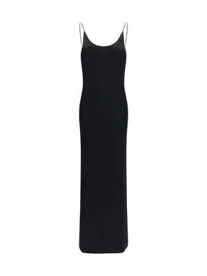 Saint Laurent Backless Knit Dress With Cassandre Chain - Black