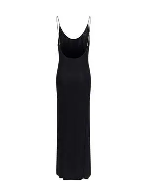 Saint Laurent Backless Knit Dress With Cassandre Chain - Black