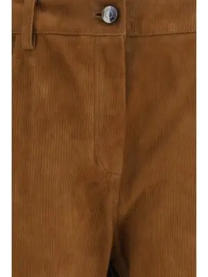 Magda Butrym Straight-leg Corduroy-effect Leather Pants - Brown