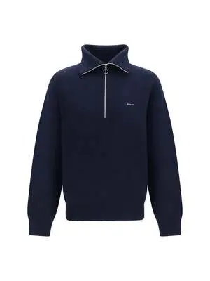 Prada Half-zip Wool And Cashmere Oversized Sweater - Blue