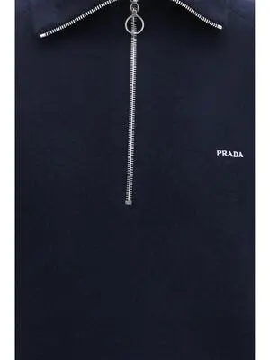 Prada Half-zip Wool And Cashmere Oversized Sweater - Blue
