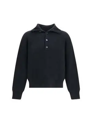 AMI Paris High-neck Buttoned Sweater - Black