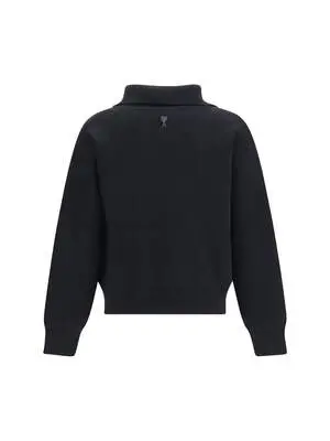 AMI Paris High-neck Buttoned Sweater - Black