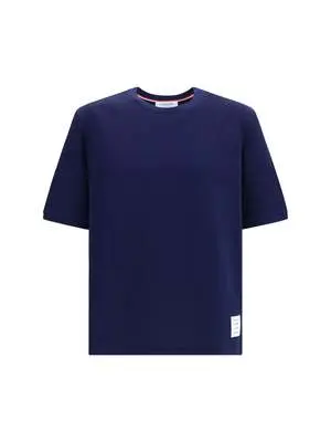 Thom Browne Jersey T-shirt With Ribbed Cuffs - Blue
