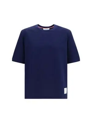 Thom Browne Jersey T-shirt With Ribbed Cuffs - Blue