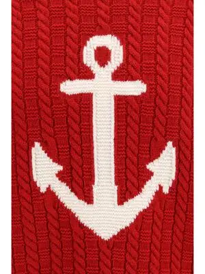 Thom Browne Anchor Motif Merino Wool Sweater - Red