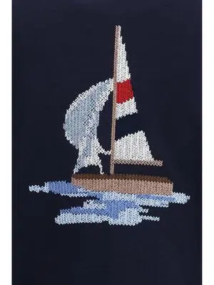 Thom Browne 4-bar Boat Cotton Cardigan