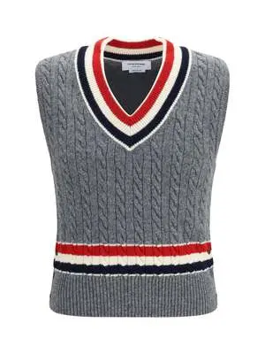 Thom Browne Cable-knit V-neck Vest