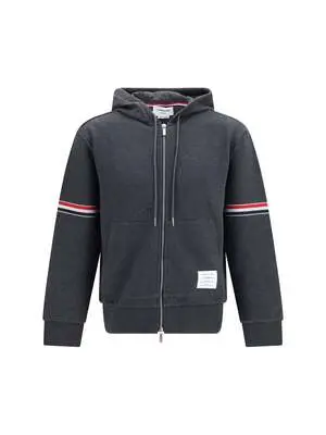 Thom Browne Loopback 4-bar Zip-up Hoodie - Gray