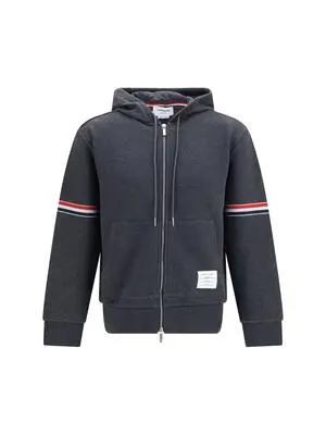 Thom Browne Loopback 4-bar Zip-up Hoodie - Gray