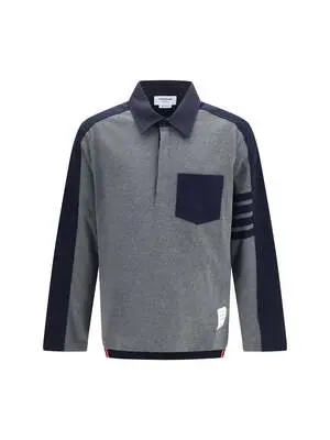 Thom Browne Oversized Colorblock Rugby Polo - Gray
