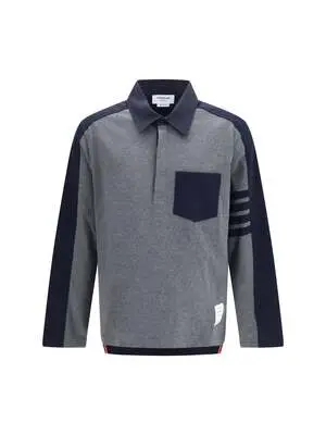 Thom Browne Oversized Colorblock Rugby Polo - Gray