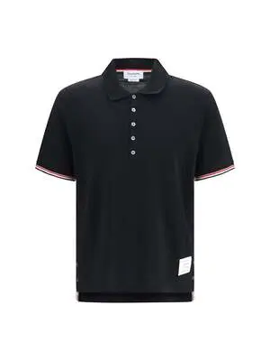 Thom Browne Rwb Striped Short-sleeve Polo - Black