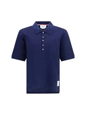 Thom Browne 4-bar Cotton Jersey Polo - Blue