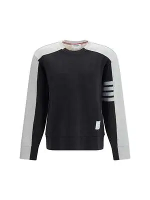 Thom Browne Colorblock Crewneck Sweatshirt With 4-bar Detail - Gray
